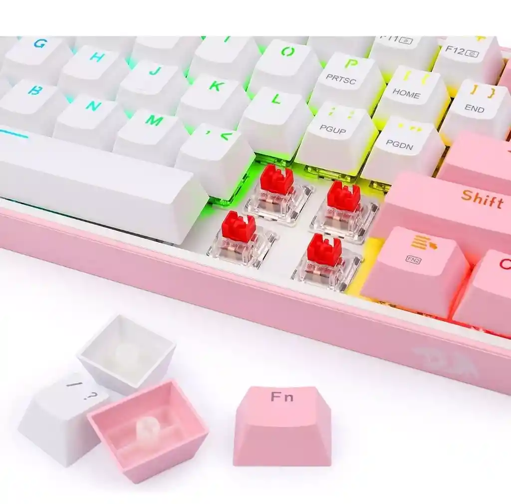 Teclado Bluetooth Redragon Fizz Pro K616 Rgb Blanco Y Rosa - Rappi