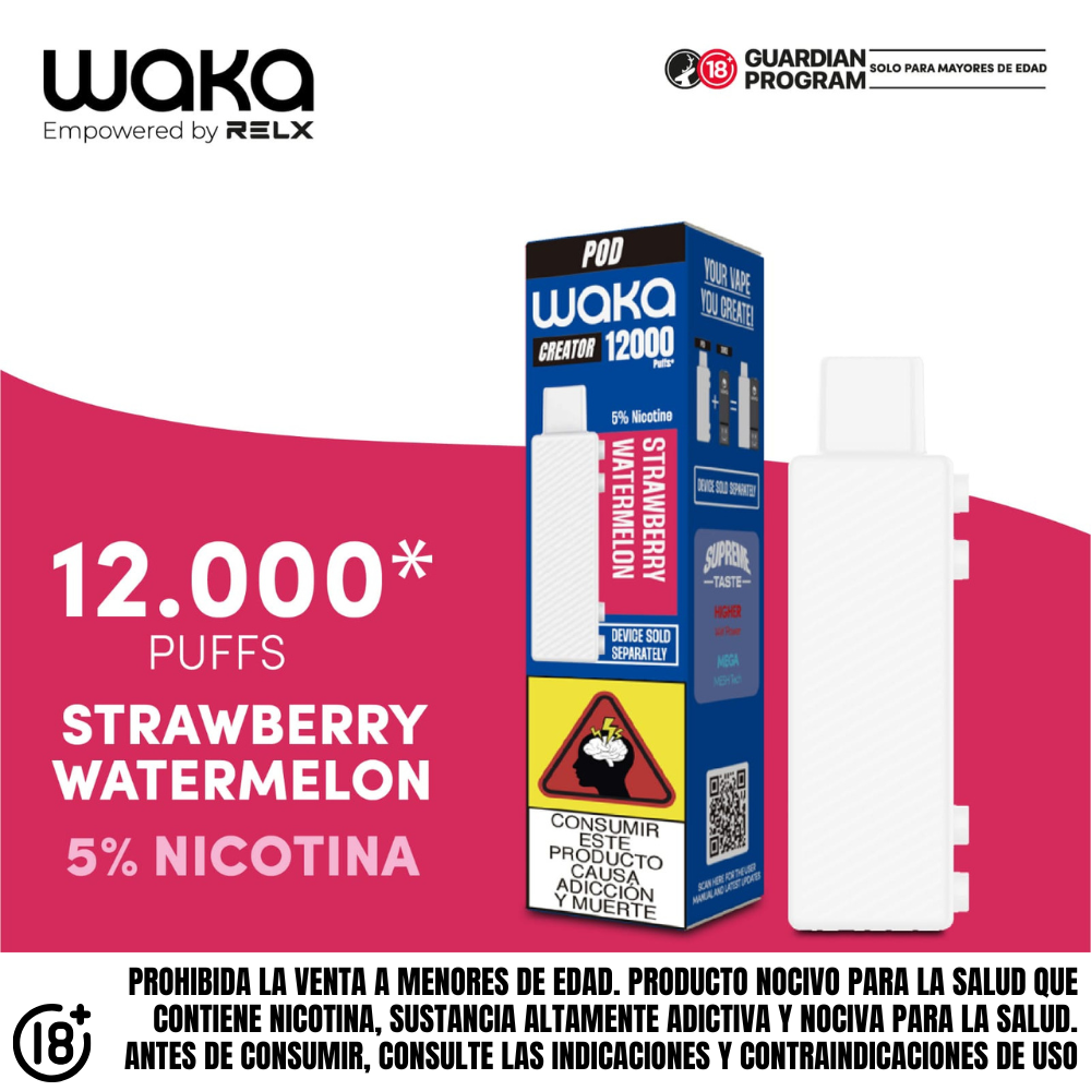 Pod Waka Strawberry Watermelon 12000 Puffs 5% - Rappi
