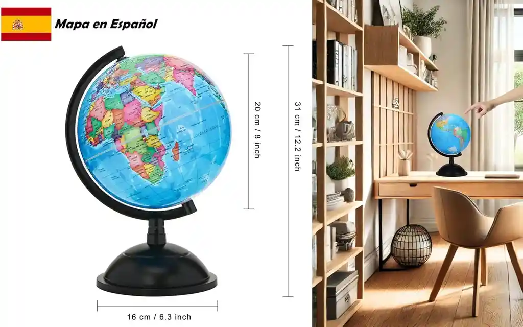 Globo Terráqueo Mapa Político Del Globo Mundial Español 20cm Diámetro ...