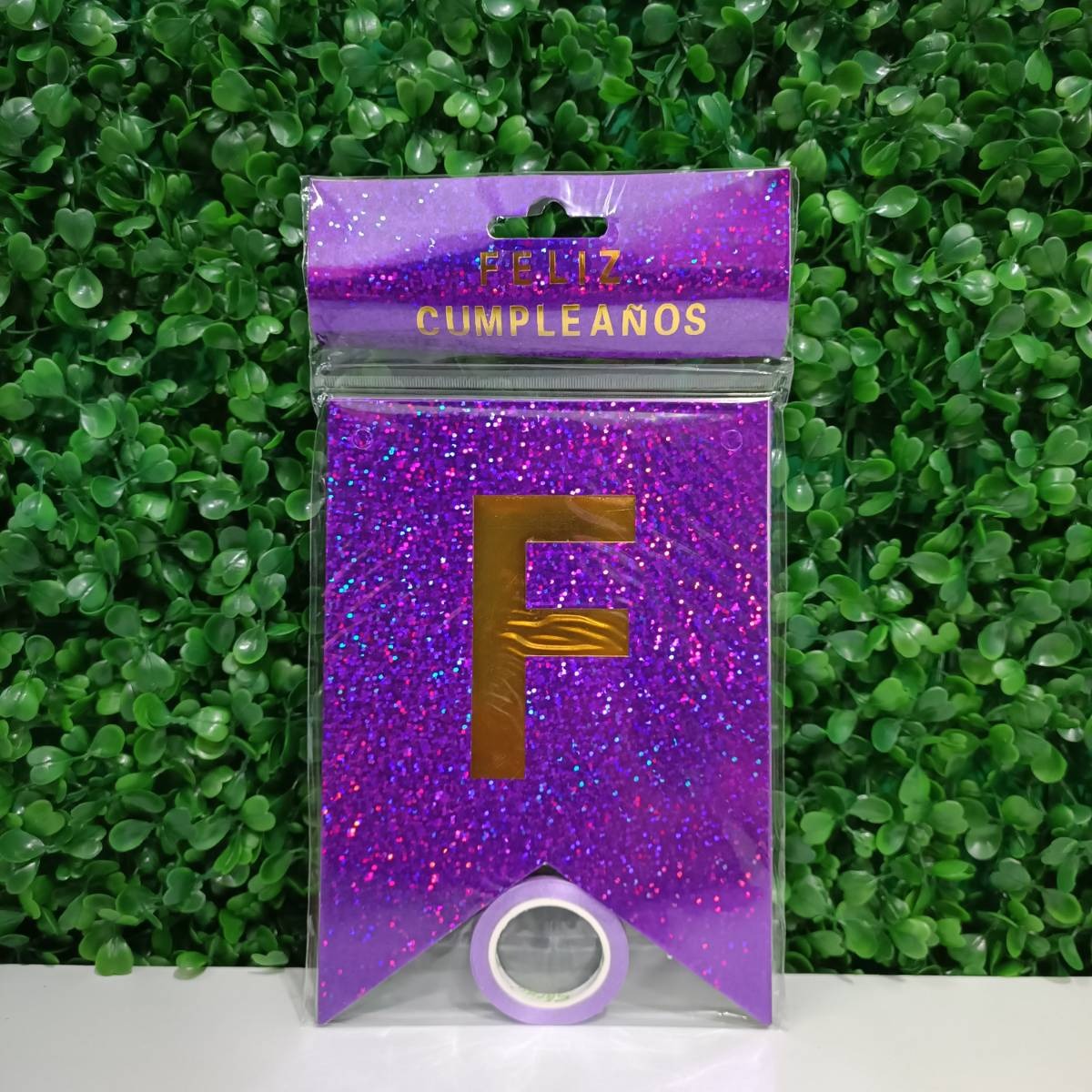 Letrero Feliz Cumpleaños Morado Holograma Festón Banderín Guirnalda ...