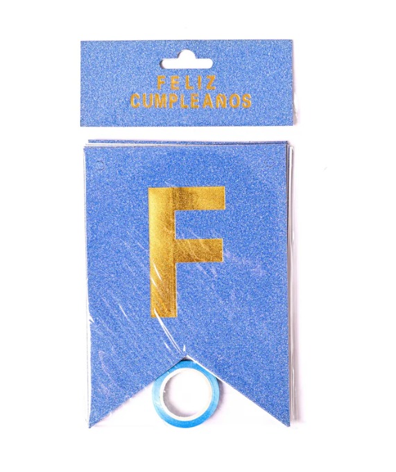 Letrero Feliz Cumpleaños Azul Claro Escarchado Festón Banderín ...
