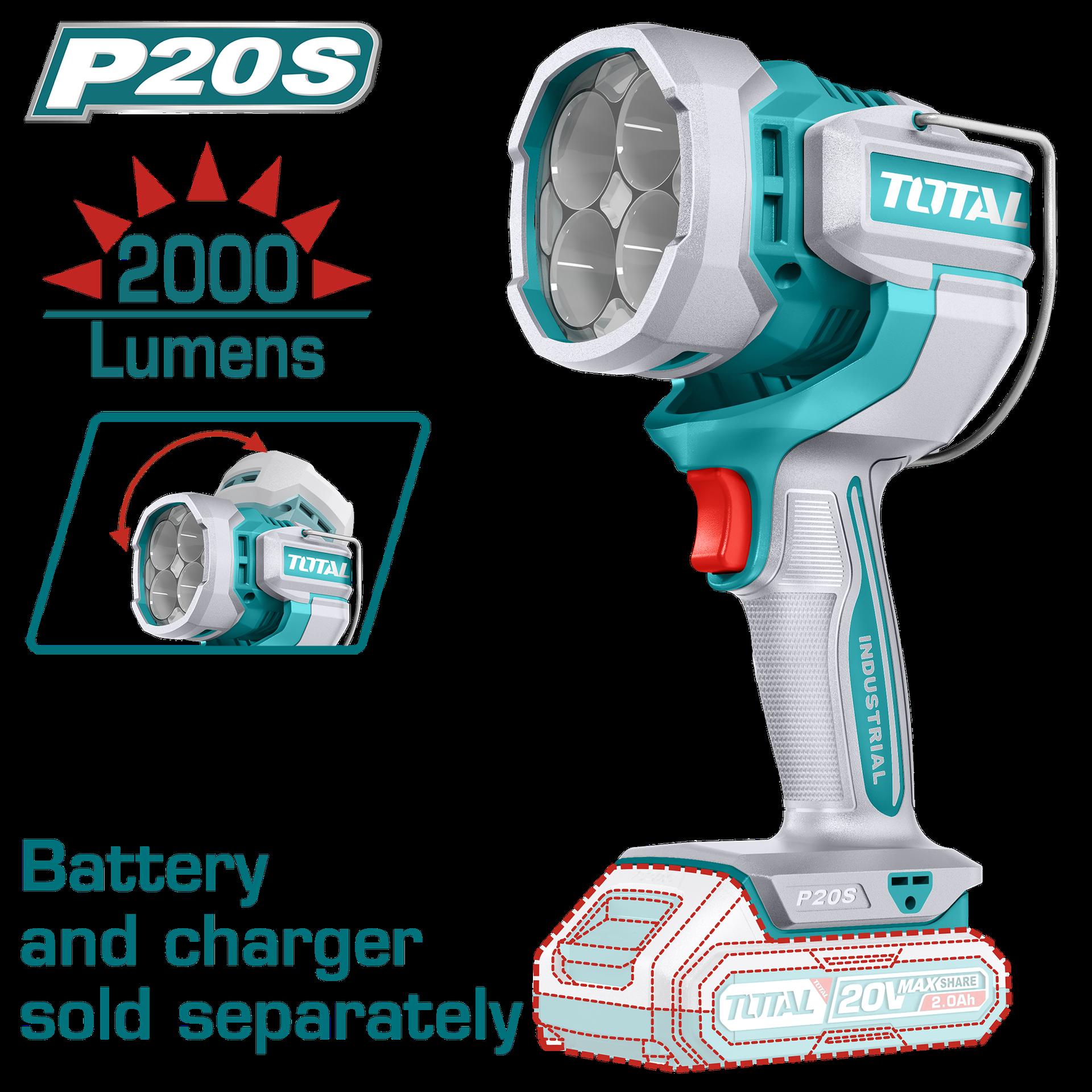 Lampara De Trabajo Inalambrica 2000 Lumenes 20v Bateria Y Cargador No ...