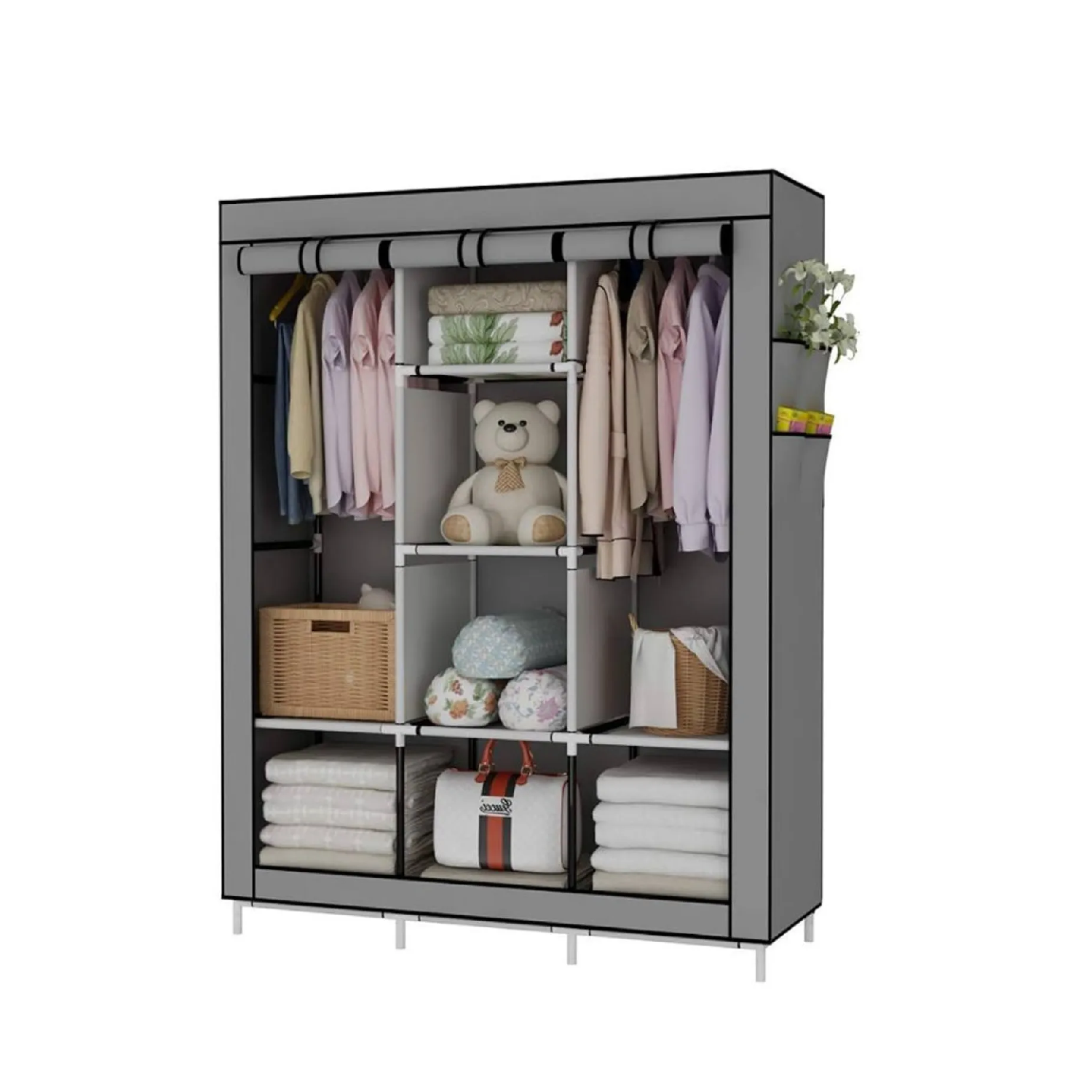 Closet Armario Doble Desarmable Con Forro Tela Gris - Rappi
