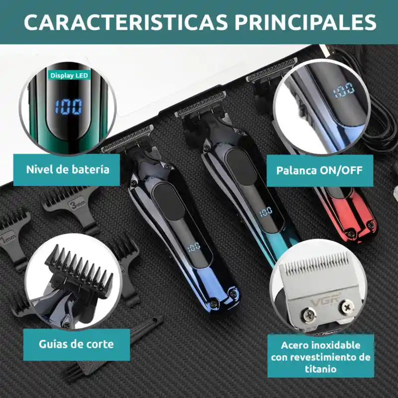 Máquina Corta Pelo Trimmer Acero Titanio Vgr V-998 - Rappi