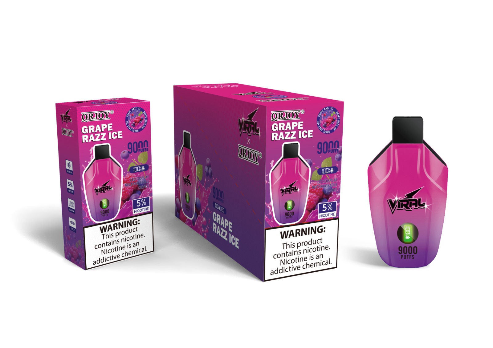 Vapeador Viral 9.000 Puffs Grape Razz Ice - Rappi