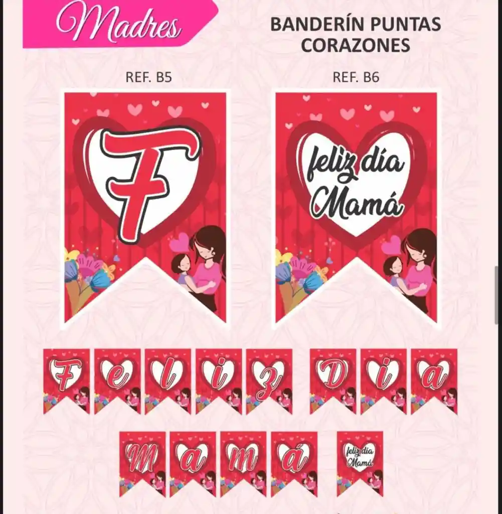 Banderin Puntas Corazones Feliz Dia Mama - Rappi