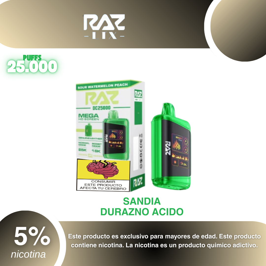 Raz Ltx 25.000 Puffs, Sour Watermelon Peach 5% - Rappi