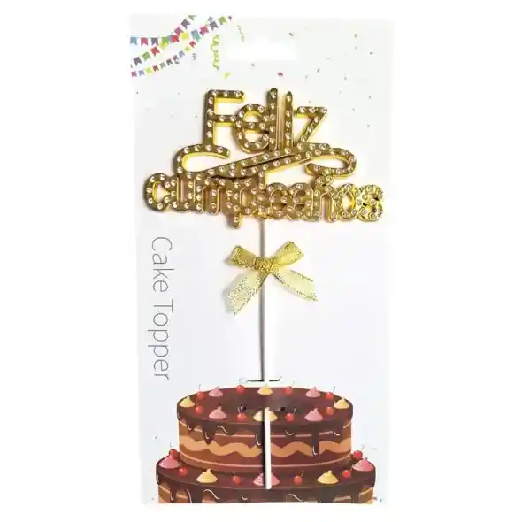 Topper Feliz Cumpleaños Dorado - Rappi
