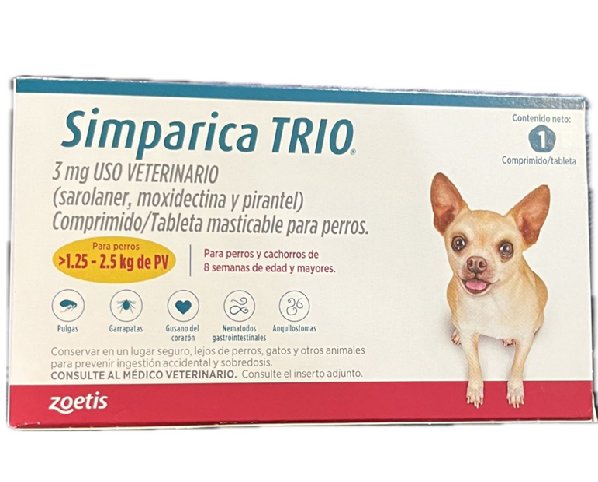 Simparica Trio 1,25-2,5 Kg - Rappi