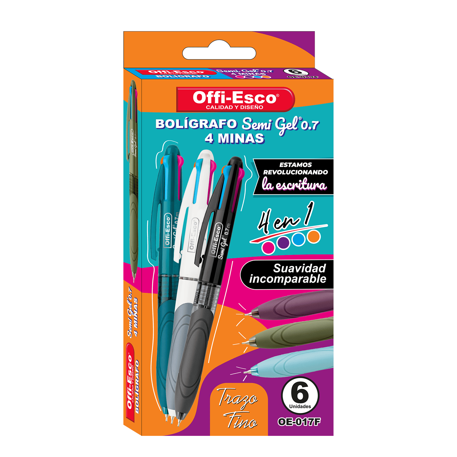 Esfero Semi Gel 0.7 Offi-esco Oe-017f 4 En 1 Colores Fantasía Fucsia ...