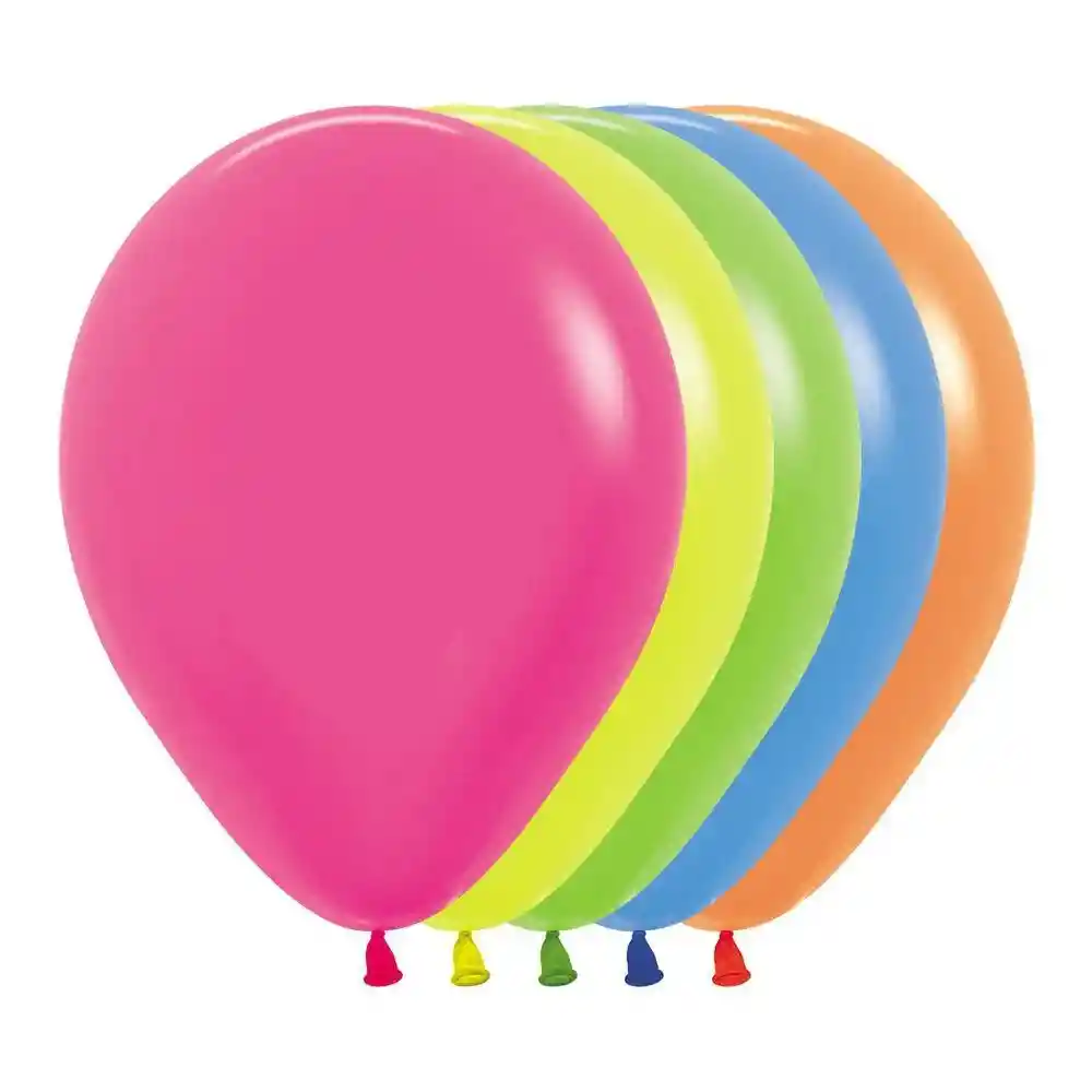 Globos Bombas Latex Redondo Fiesta R-12 X 12 Unidades Neón Surtido ...