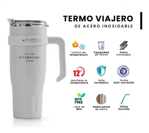 Termo Acero Inoxidable 900ml Premium Sitarayuri Doble Boquilla Frío ...