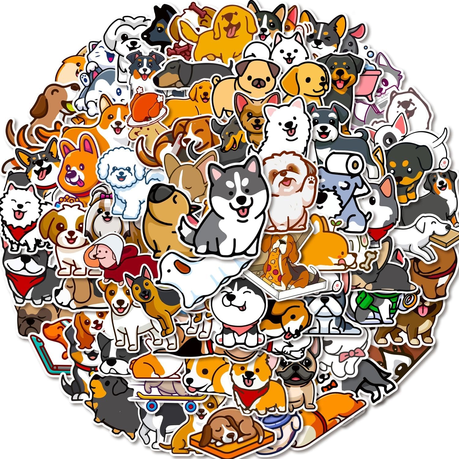 Calcomanías Perros Stickers De Vinilo Impermeables Perritos Animados X25 - Rappi