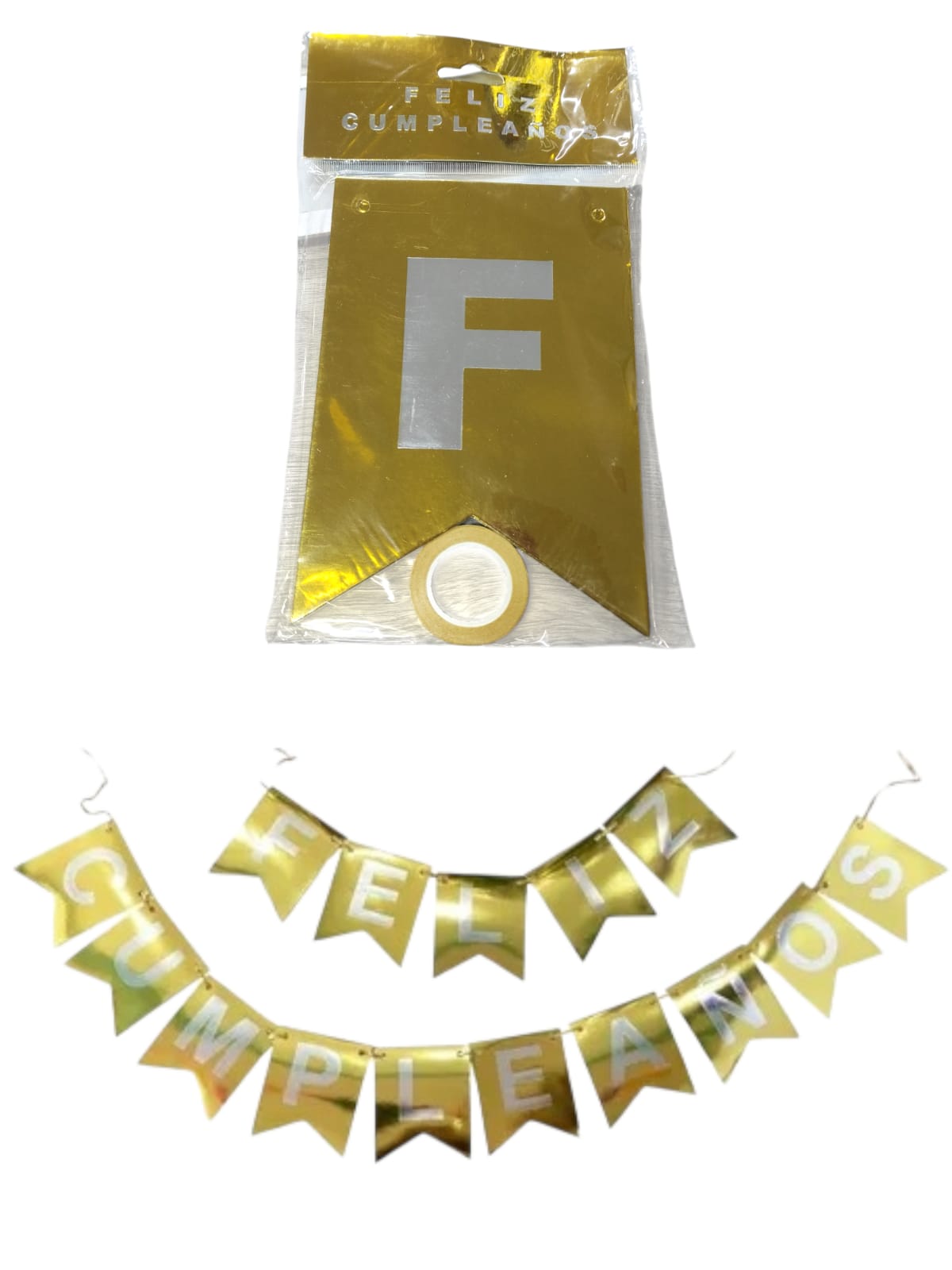 Banderin Feliz Cumpleaños Dorado Con Plateado - Rappi