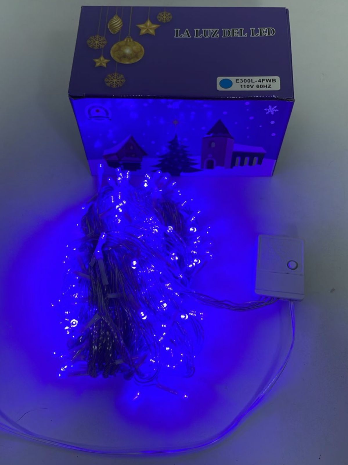 Luces De Navidad X 300 Bombillos Cable Blanco Luz Azul 21 Metros ...