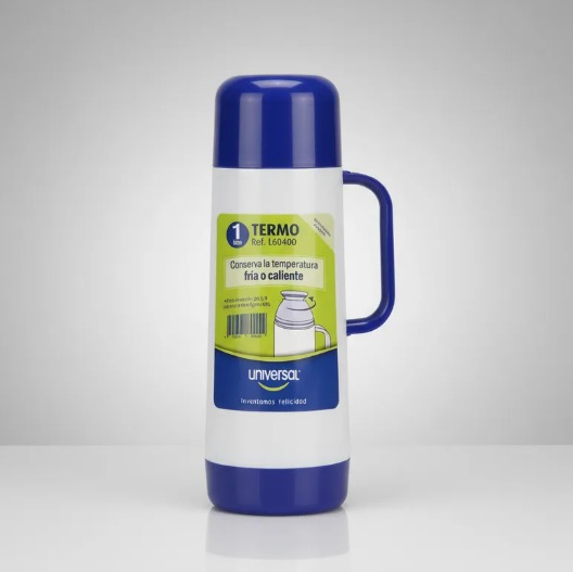 Termo 1 Litro Universal Bebida Caliente Fría Blanco Azul - Rappi