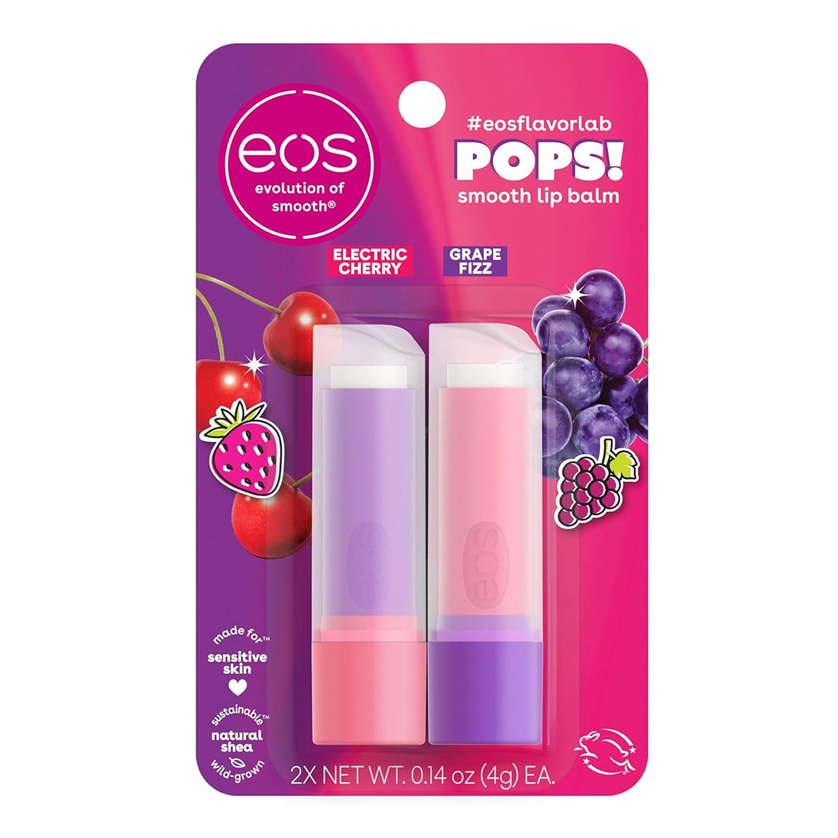 Eos Balsamo Labial Pops, Hidratación Con Cereza Eléctrica Y Uva ...