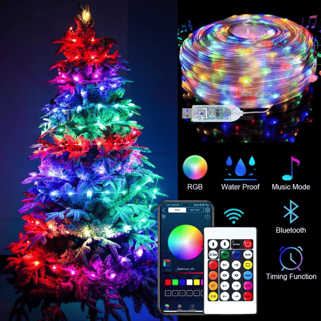 Luces De Navidad Led Rgb Decoración Árbol Jardín Balcón 10m - Rappi