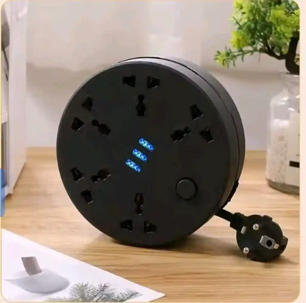 Multitoma Regleta Retráctil 5 Tomas + 3 Usb 2 Metros Negro - Rappi