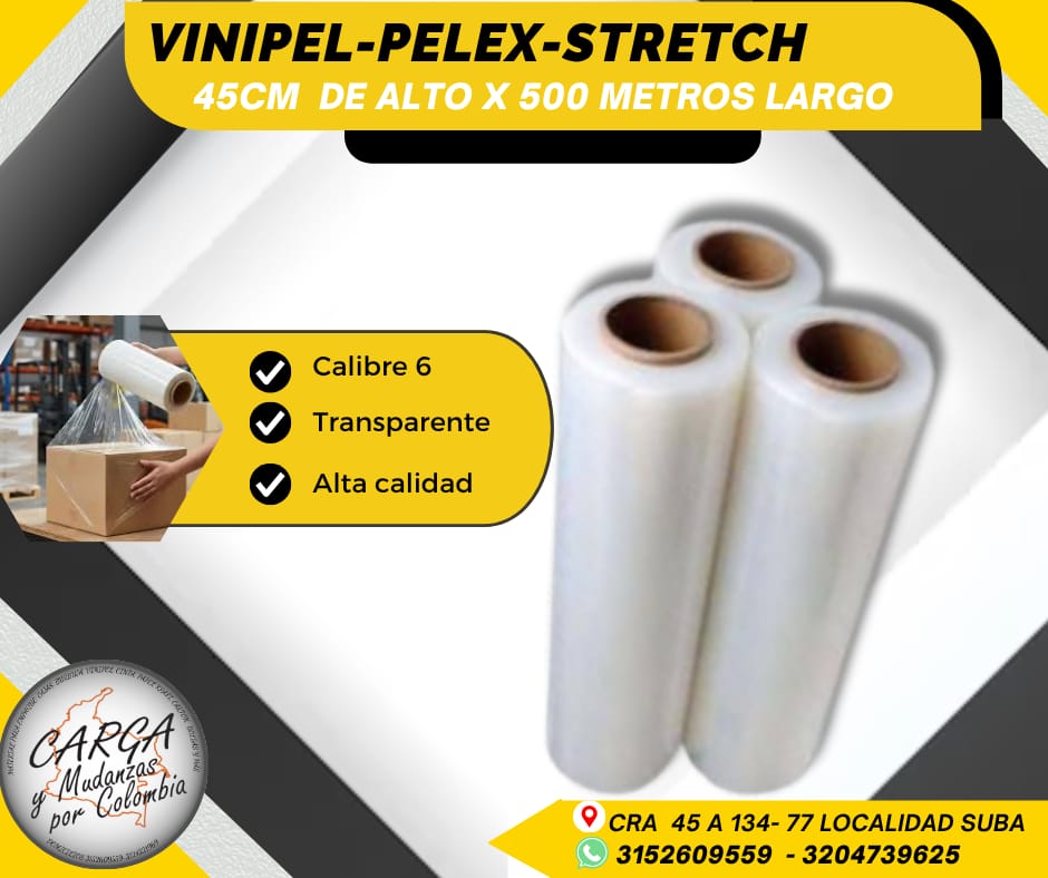 Vinipel-pelex Stretch Por Rollo De 45cm Alto X500m Largo -empaque Y ...