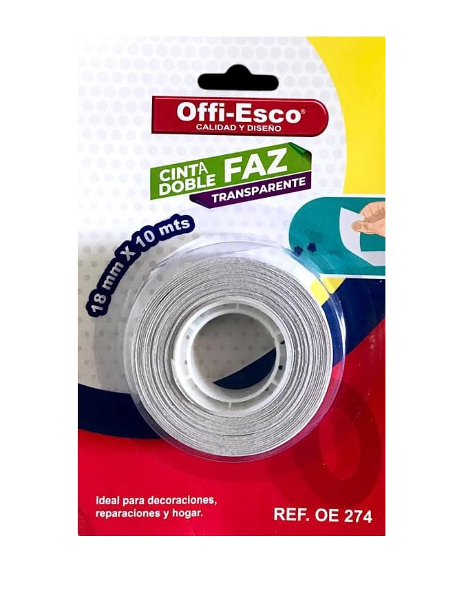 Cinta Doble Faz Transparente 18 Mm X 10 Mts Offi Esco - Rappi
