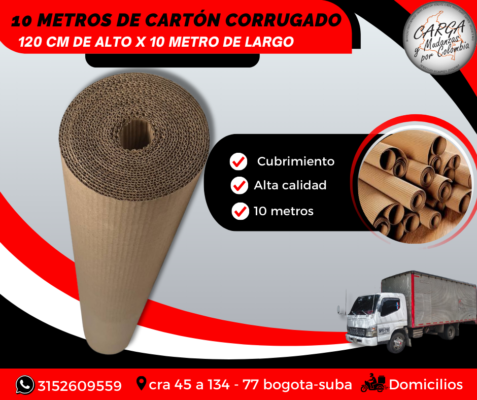 Carton Corrugado -10 Mtrs De Largo X 120 De Alto Empaque Y Embalaje ...