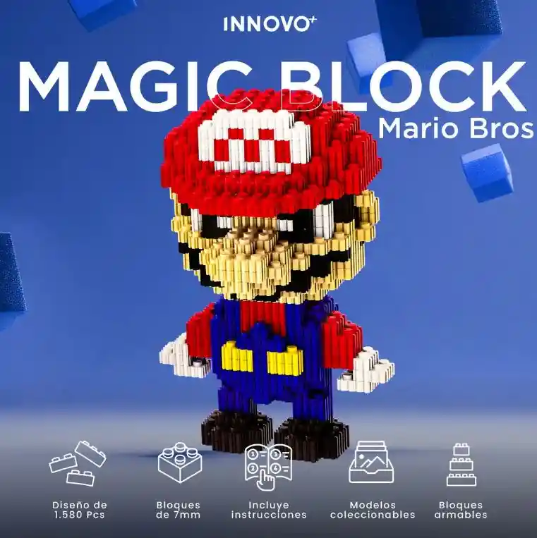 Muñeco Mario Bros Bloques Armables 1580 Pcs Coleccionable 1580 Mario ...