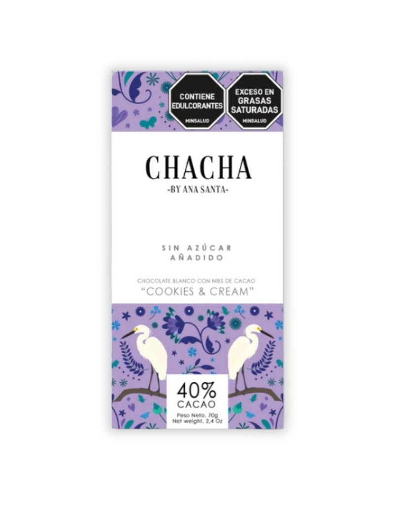 Chocolate Blanco Cookies & Cream 40% Cacao Chacha 70 Gr - Rappi