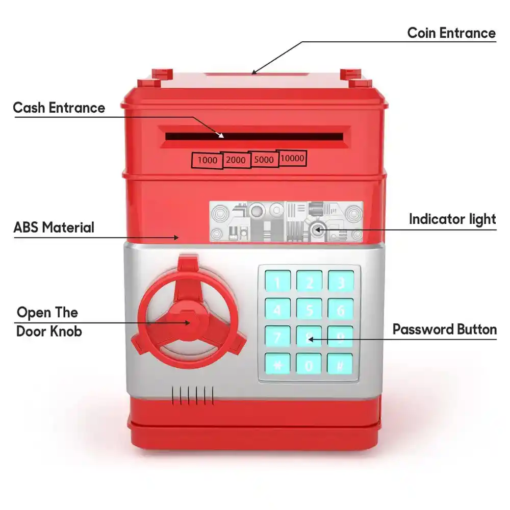 Alcancia Electronica Modelo Caja Fuerte Con Clave Roja - Rappi