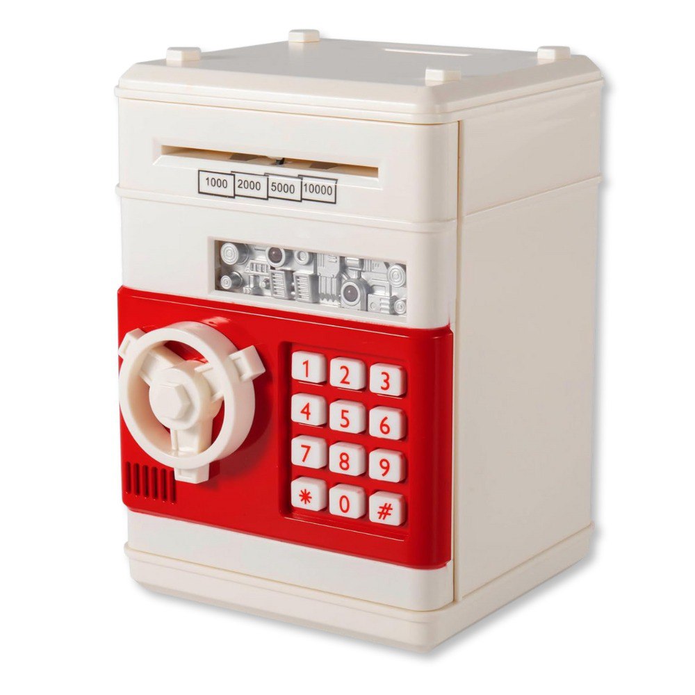 Alcancia Electronica Modelo Caja Fuerte Con Clave Blanca Y Roja - Rappi