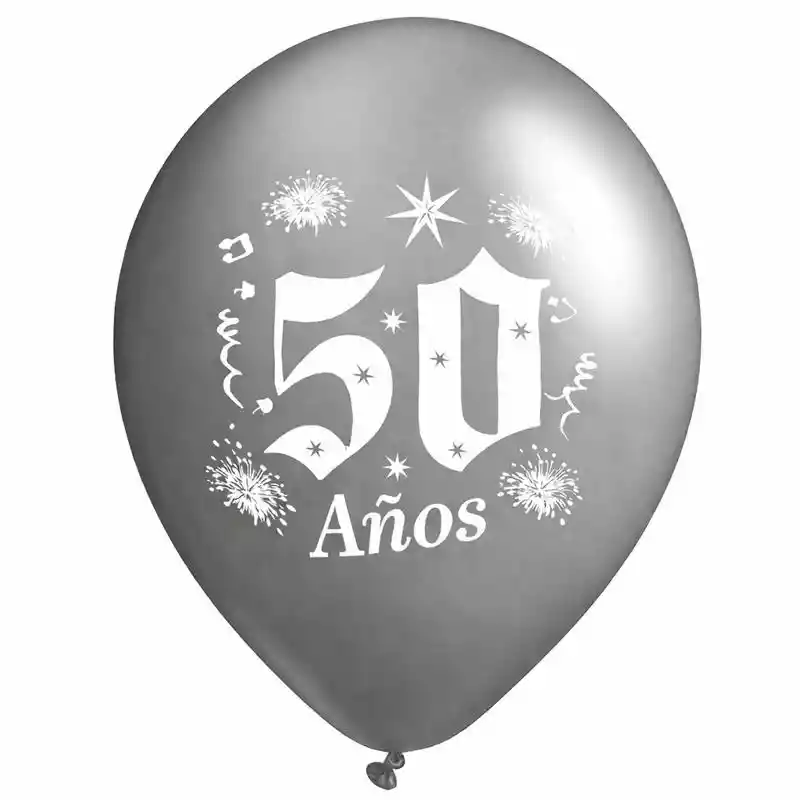 Globos R12 De 50 Años Color Plata Cromado X12 Unidades - Rappi