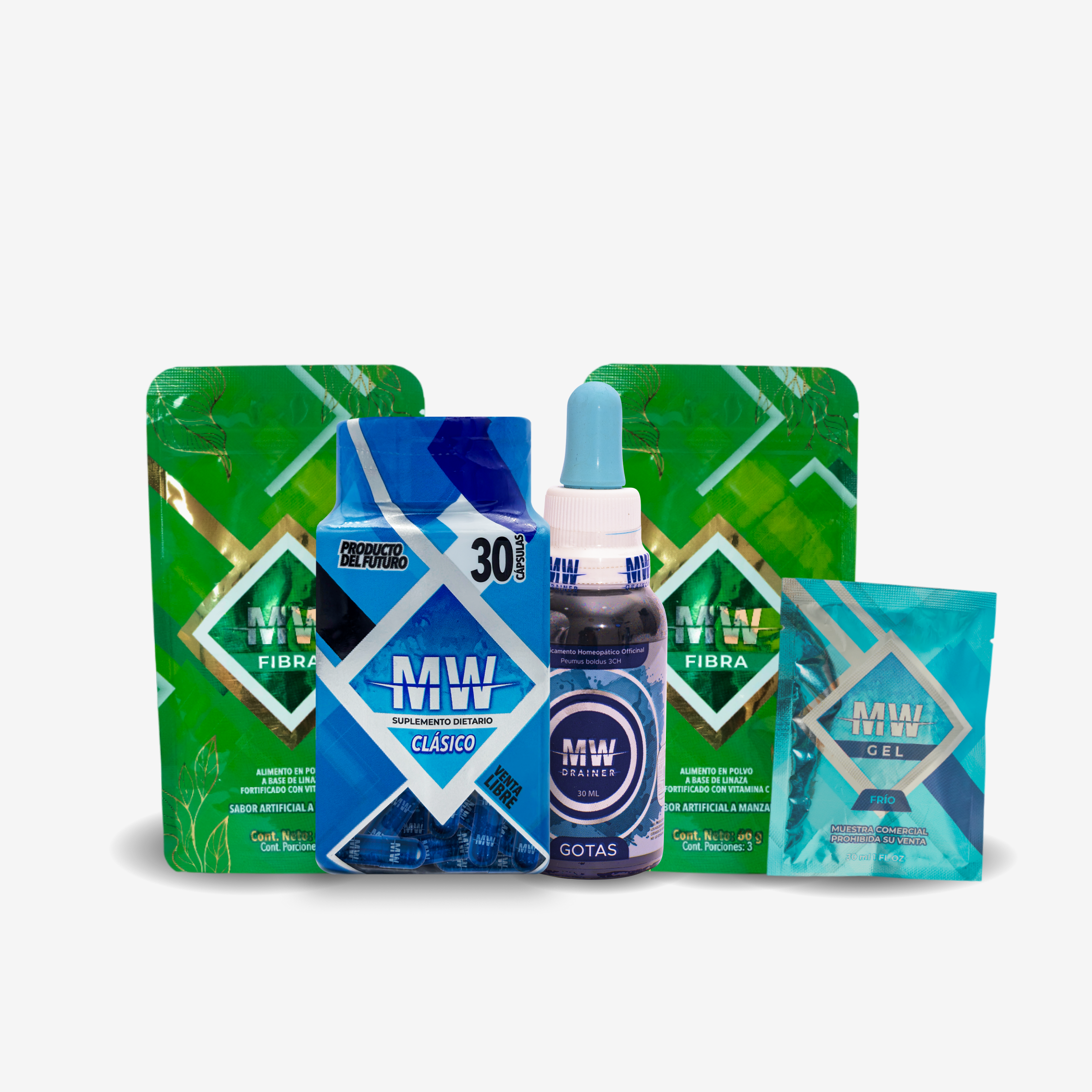 Mw Classic + Drenador Mw + 2 Sachets De Fibra + Sachet Gel Fria - Rappi
