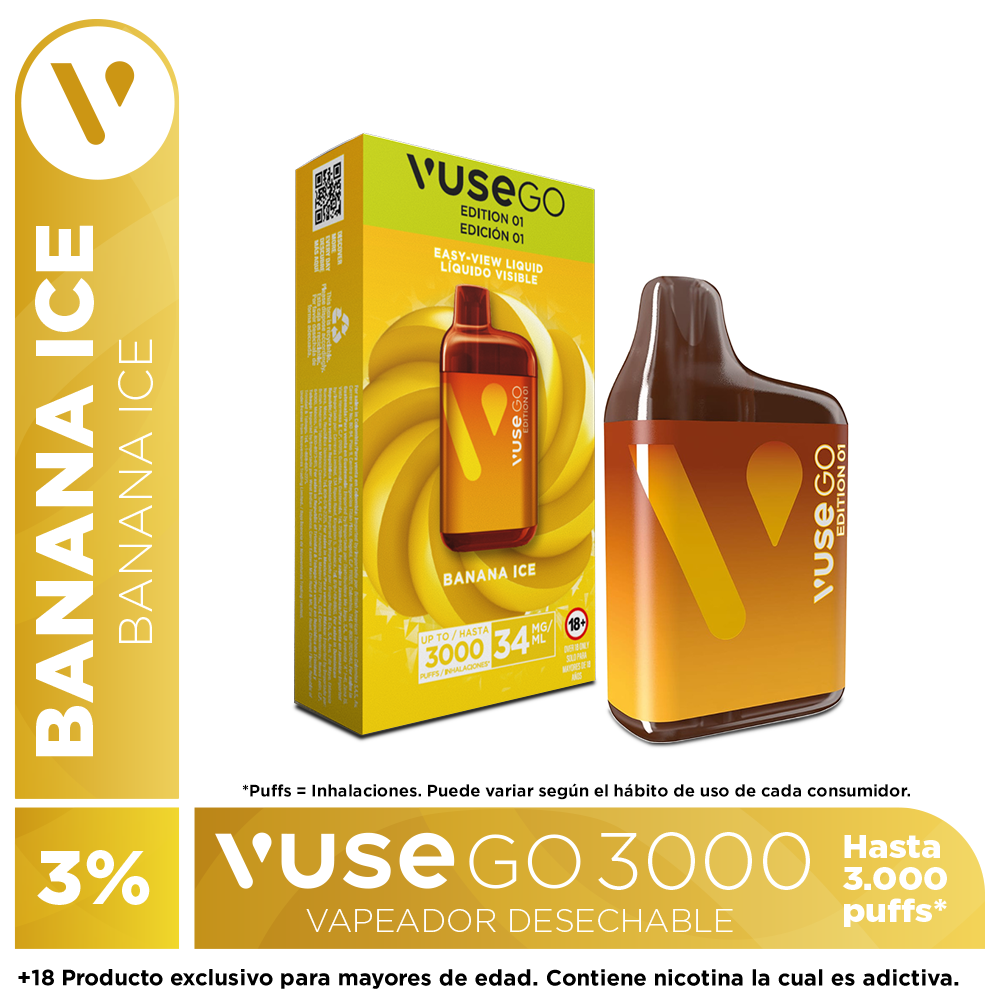 Vuse Go Vapeador Banana Ice 3000 Puffs Precio - Rappi