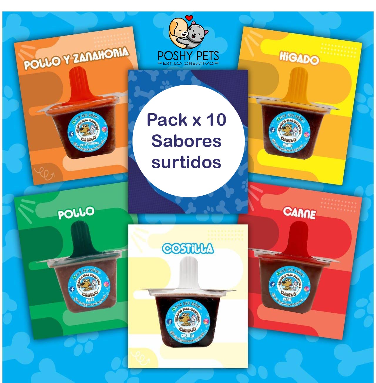 Pack X 10 helados para perro y gato Surtidos 85 grs - Rappi