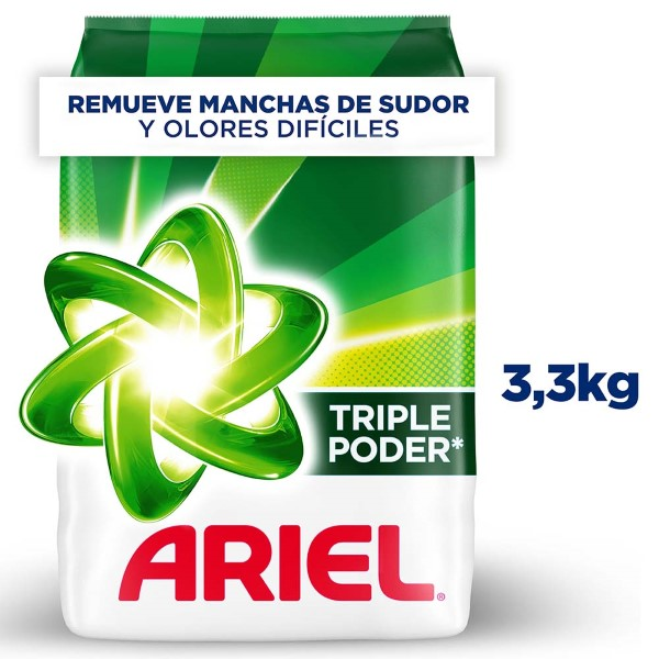 Detergente en Polvo Ariel Triple Poder de 3.3kg Jabon para Ropa desde ...