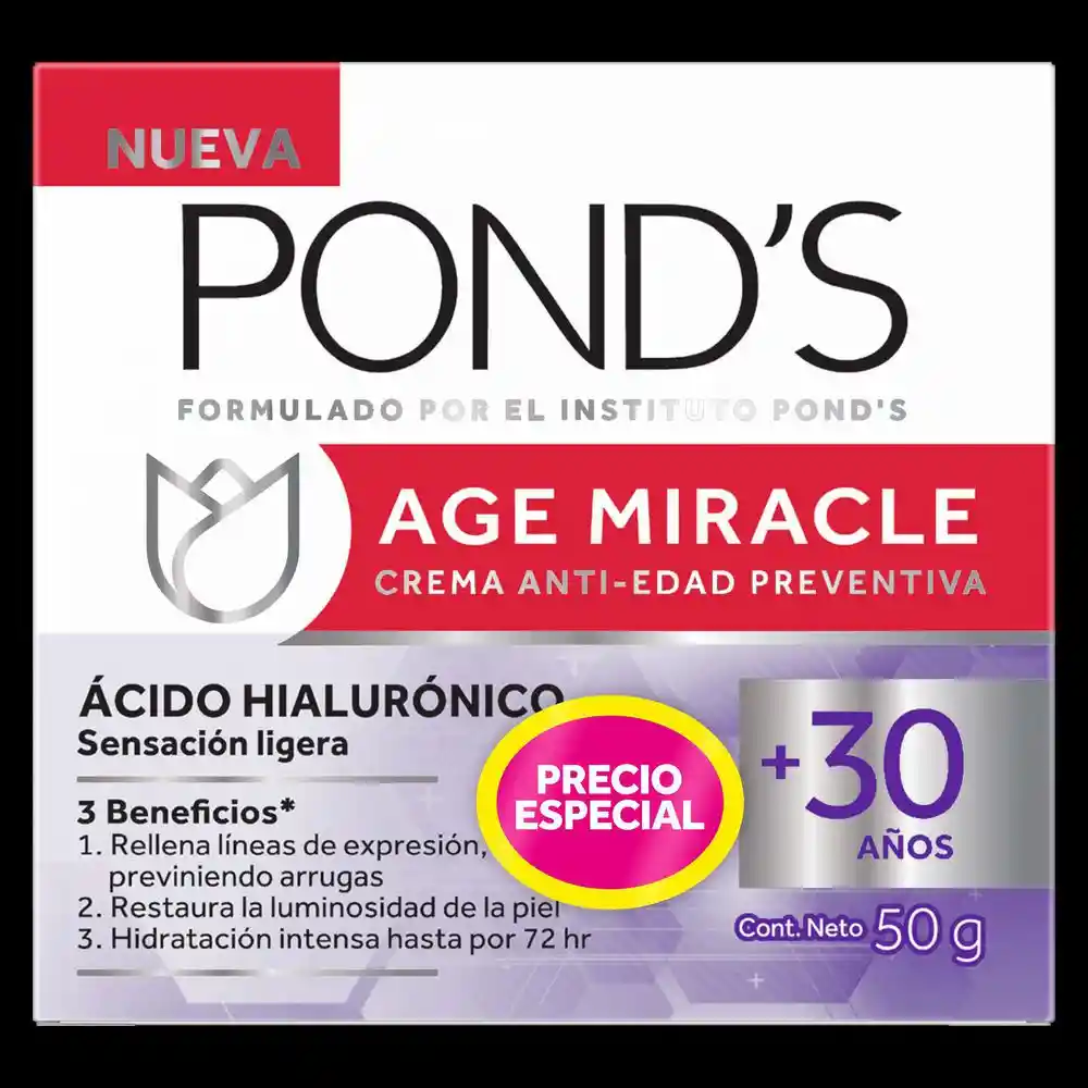 Ponds crema antiedad preventiva age miracle +30 anos - Rappi