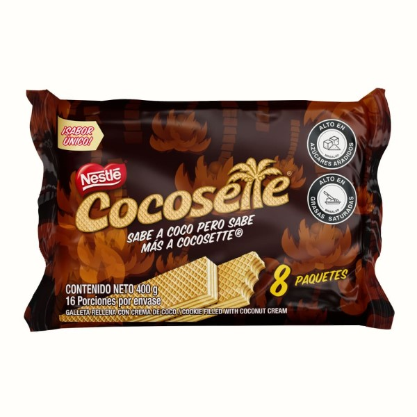 Galletas COCOSETTE Wafer rellenas con crema de coco 8 Unds x 400g - Rappi