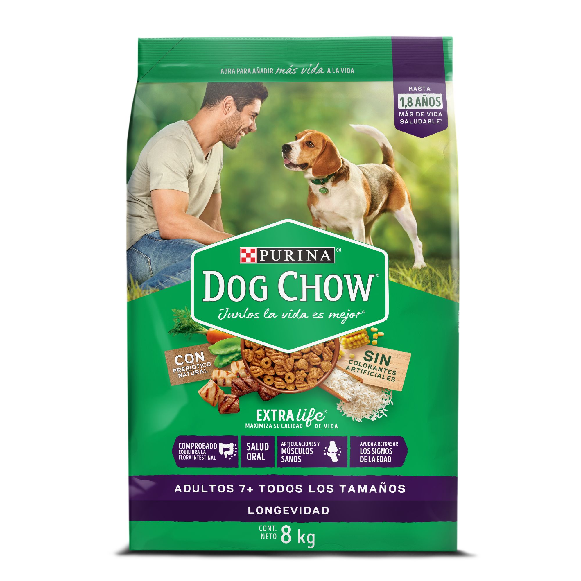 Comida para perro Dog Chow mayores a 7 años (Senior Longevidad) x 8 kg ...