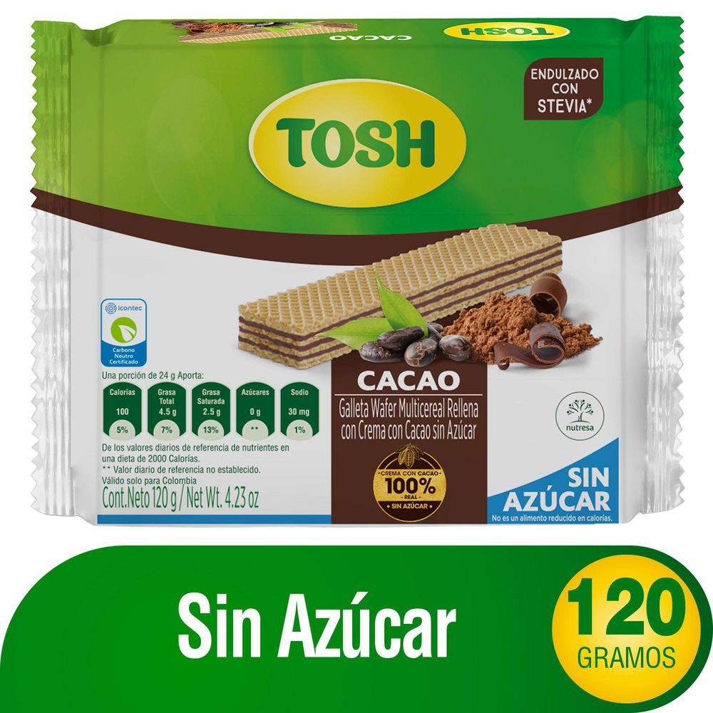 Tosh Galletas Tipo Wafer Multicereal Sabor Cacao sin Azúcar - Rappi