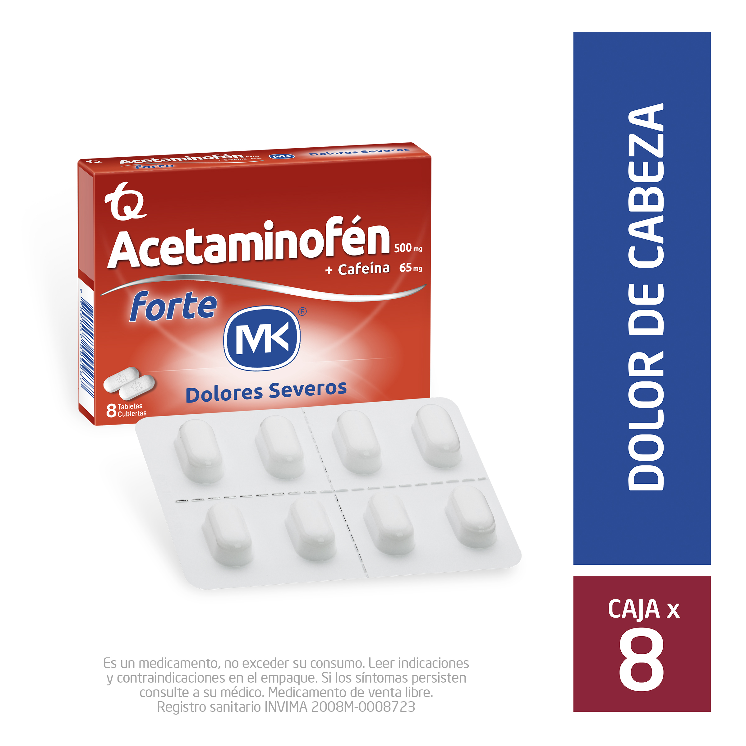 Mk Acetaminofén Forte Tableta (500 mg/65 mg) - Rappi