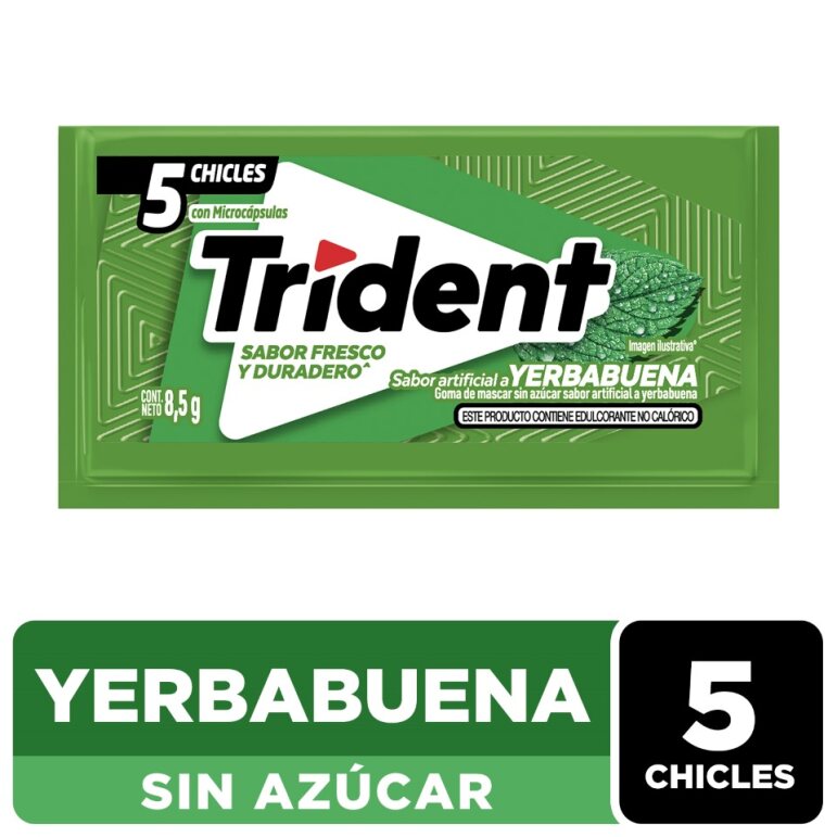 Chicle Trident Sin Azúcar Sabor Hierbabuena 5 Unid desde $ 2.200