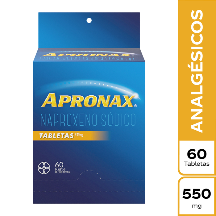 Apronax Naproxeno Sodico Tabletas (550 mg) 60 Tabletas Recubiertas ...