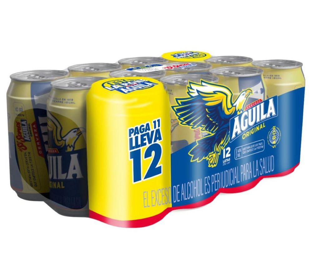 Cerveza Aguila Original - Lata 330ml x 12 - Rappi