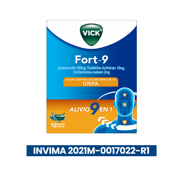 Vick Fort-9 multisintomas gripal con Acetaminofen Clorfeniramina y ...