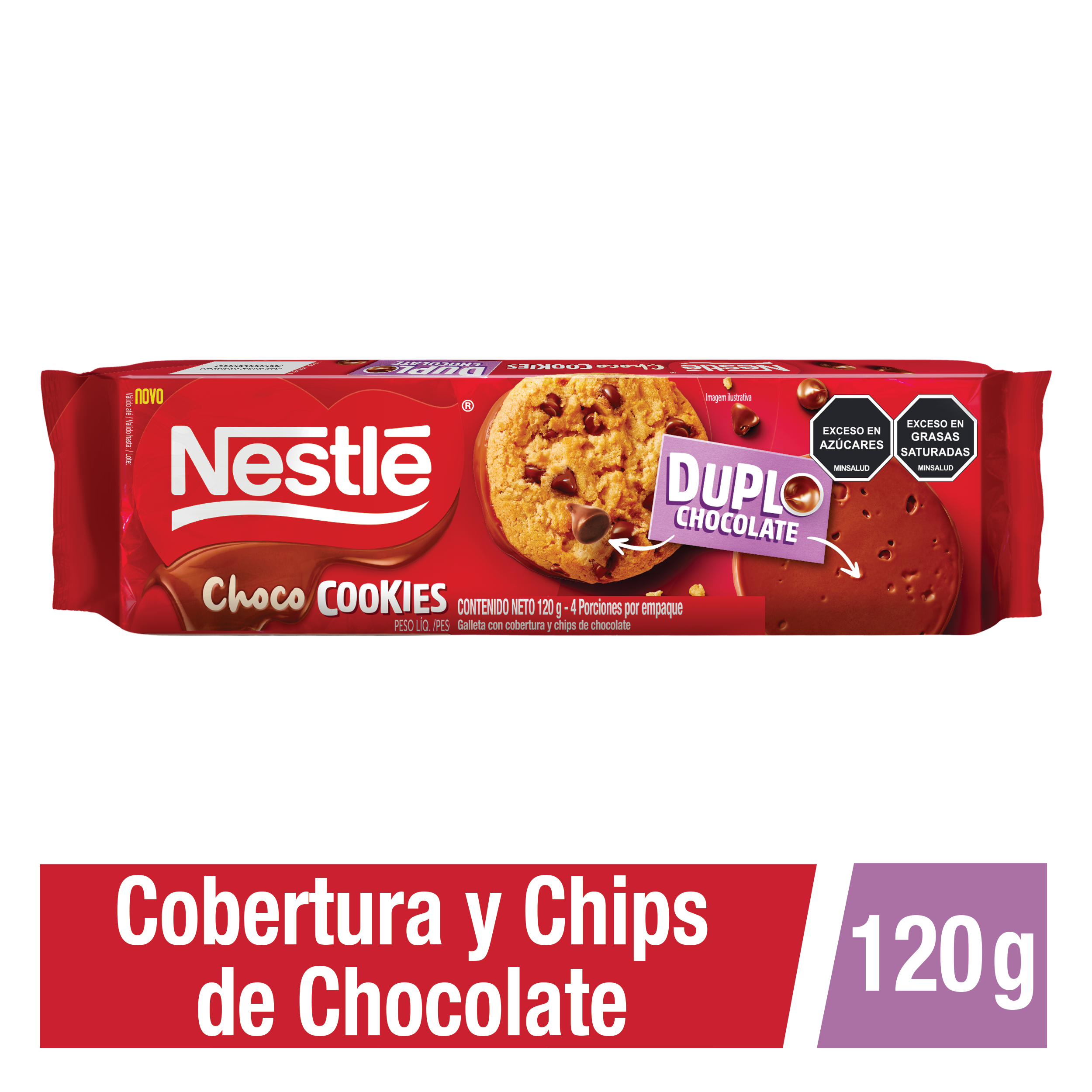 Galletas Choco Cookies NESTLÉ con cobertura y chips de chocolate x 120g ...