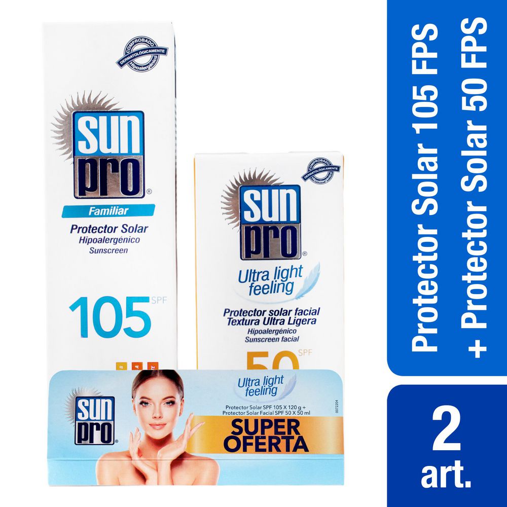 Sun Pro Bloqueador Solar FPS 105+Bloqueador Facial Light FPS 50 - Rappi