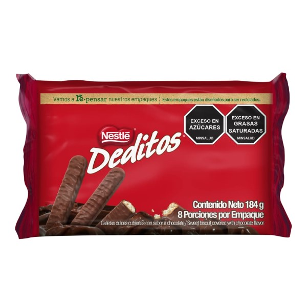 Galletas dulces DEDITOS cubiertas con sabor a chocolate 8 Unds x 184g ...