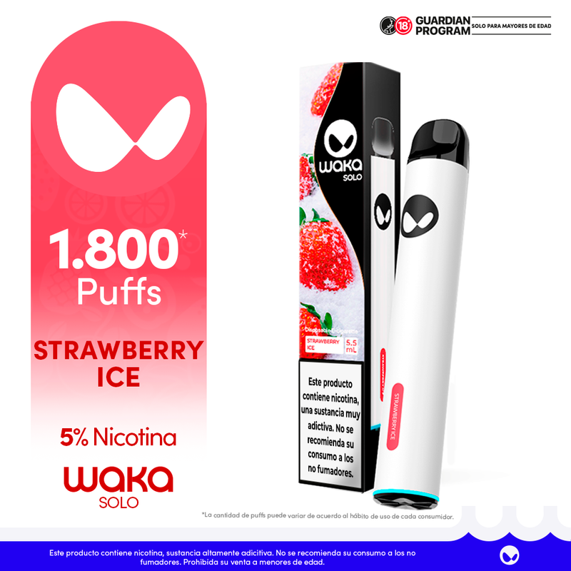 WAKA SOLO Vape Strawberry Ice-5%1.800 puff - Rappi