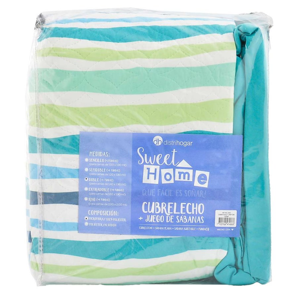 Dh Set Juego Cama + Quilt Uniforme Doble 100% Poliester - Rappi