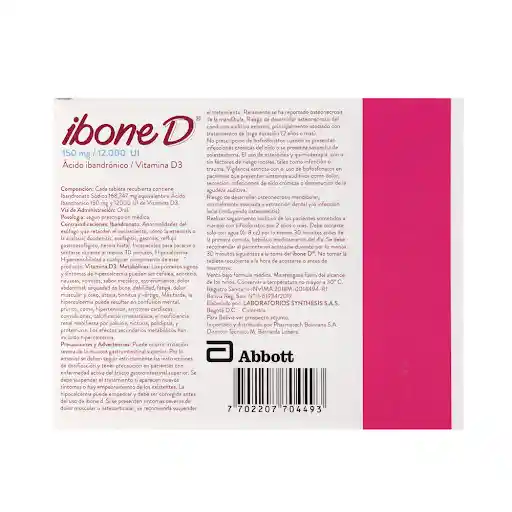Ibone D Vitamina (150 mg/12.000 UI) Tabletas Recubiertas - Rappi